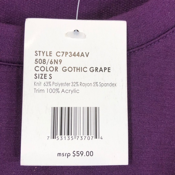 avec | Tops | Avec Knit Top Gothic Grape Purple Nwt S | Poshmark